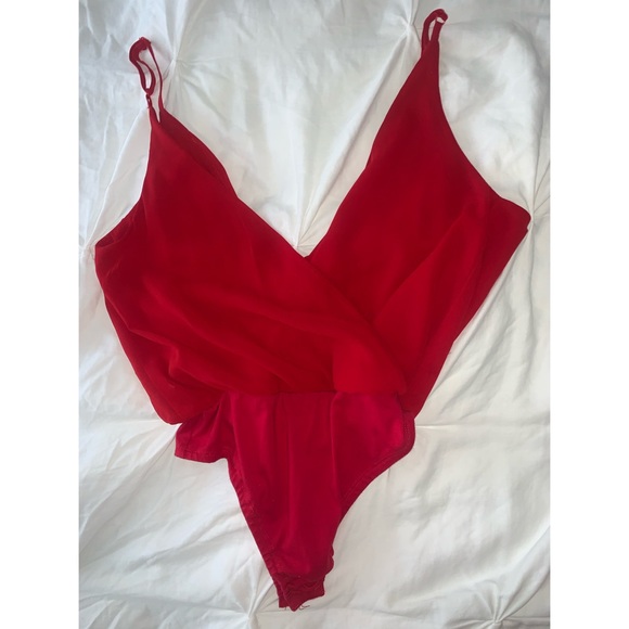 Tobi | Tops | Low Cut Red Bodysuit | Poshmark